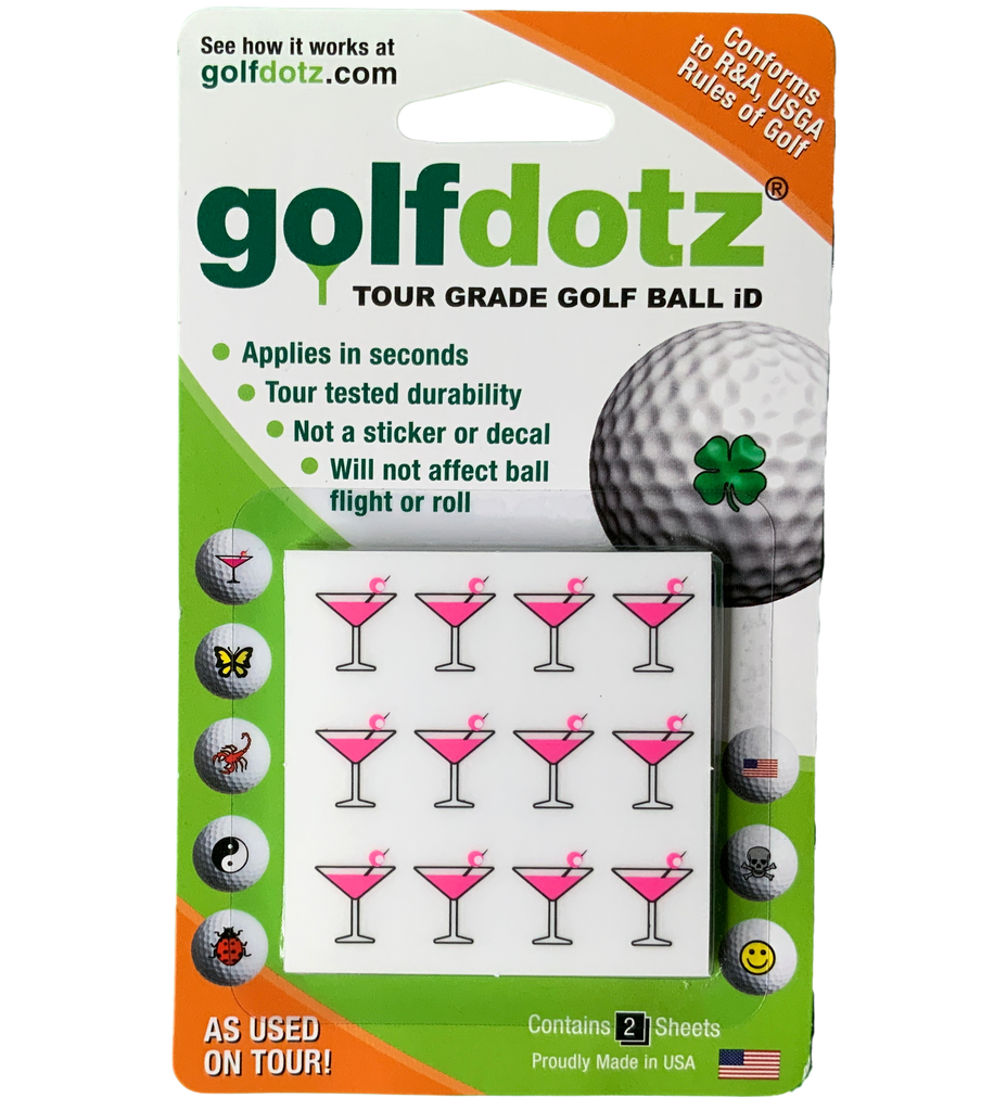 Pink Cocktail Golf Ball Ink Markings | Golfdotz