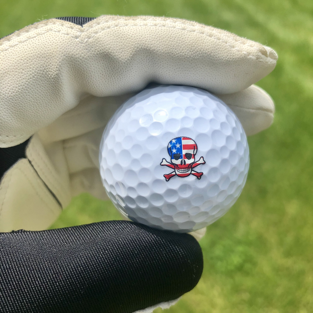 USA Flag Skull Golf Ball Marking | Golfdotz Skullmania USA